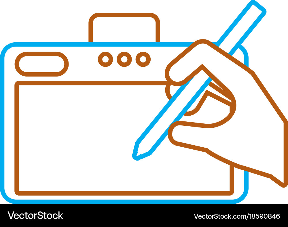 Hand holding designer tablet graphic and pen Vector Image