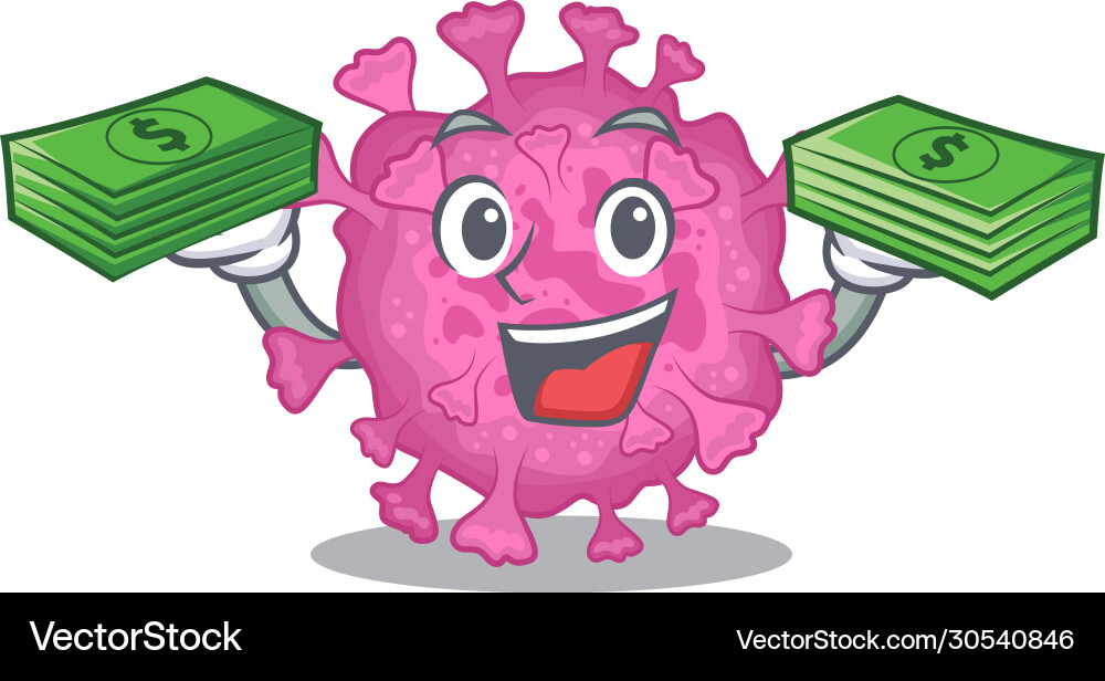 Happy face corona virus organic character having Vector Image