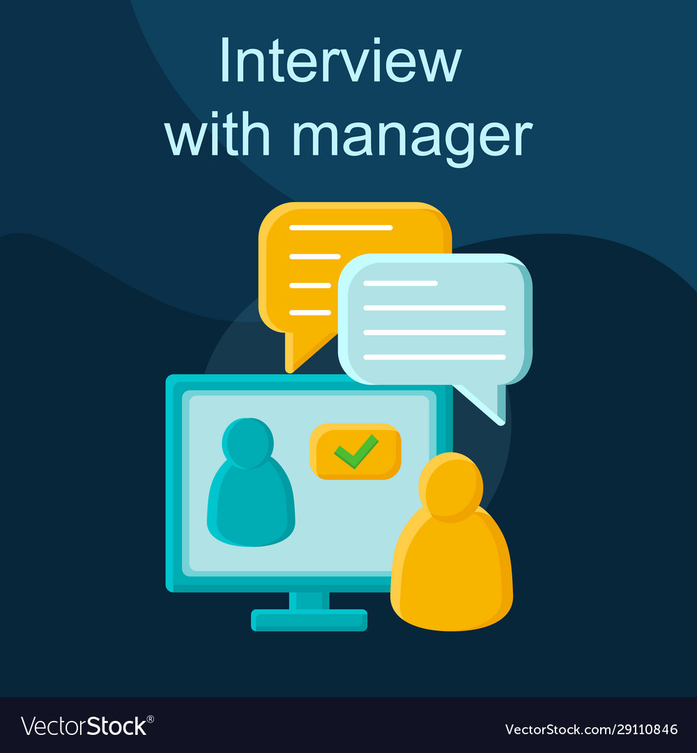 Interview with manager flat concept icon Vector Image