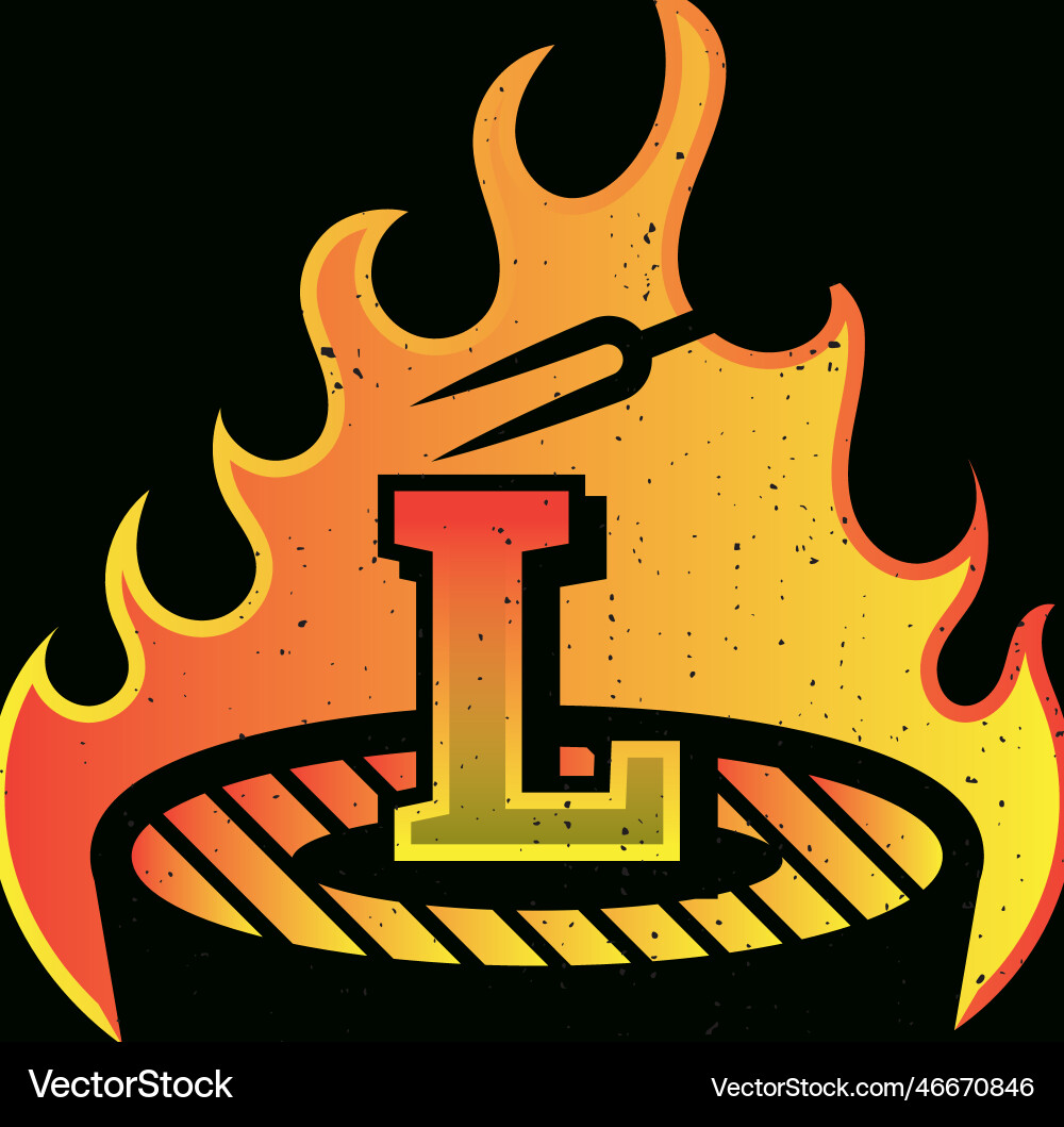 Letter l logo barbecue logo with bbq logotype Vector Image