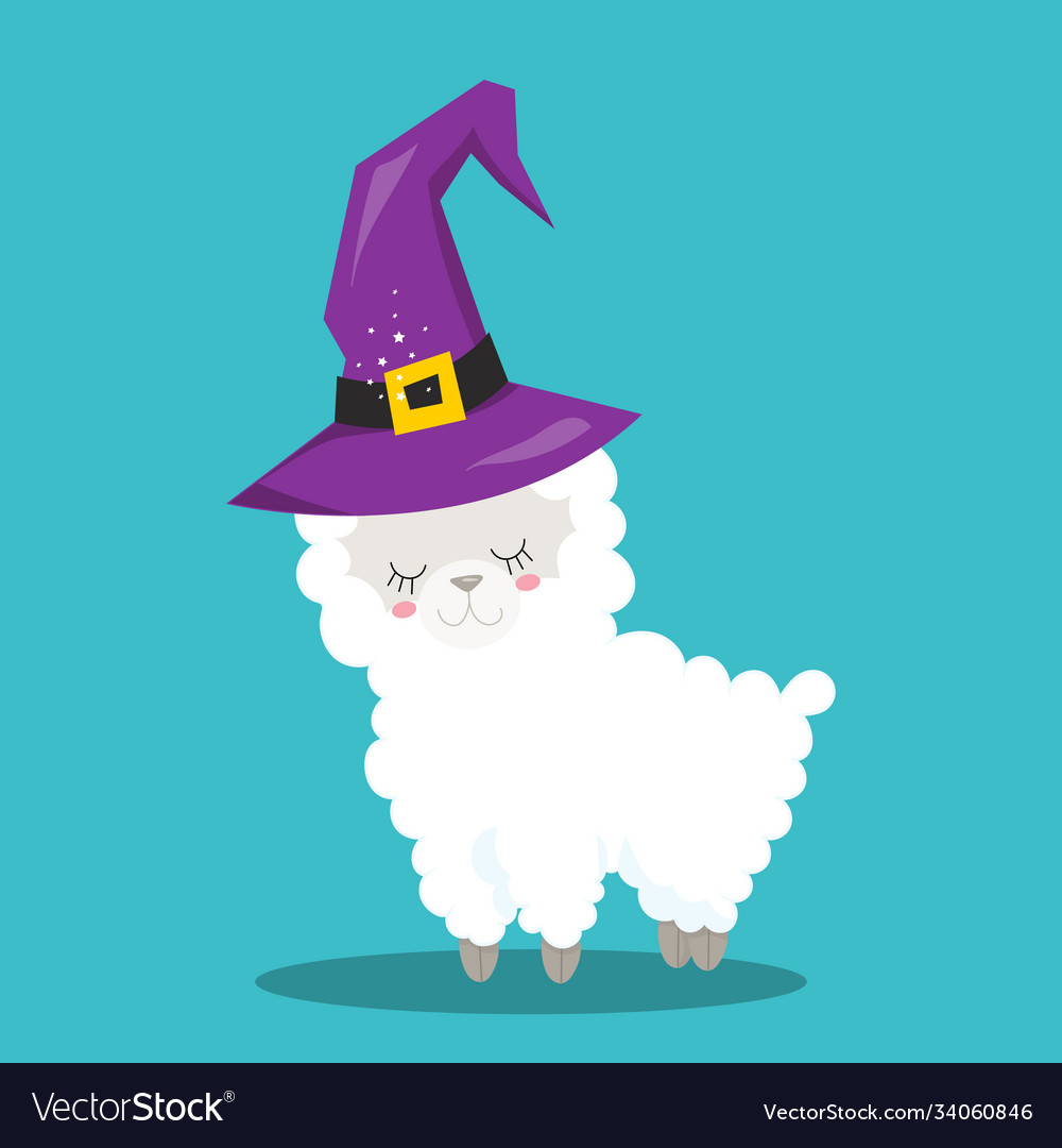 Llama halloween white 05 Royalty Free Vector Image
