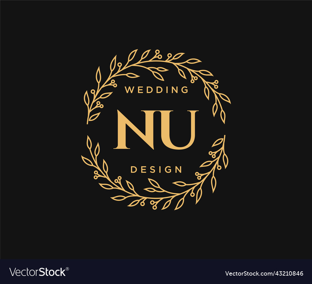 Nu initials letter wedding monogram logos Vector Image