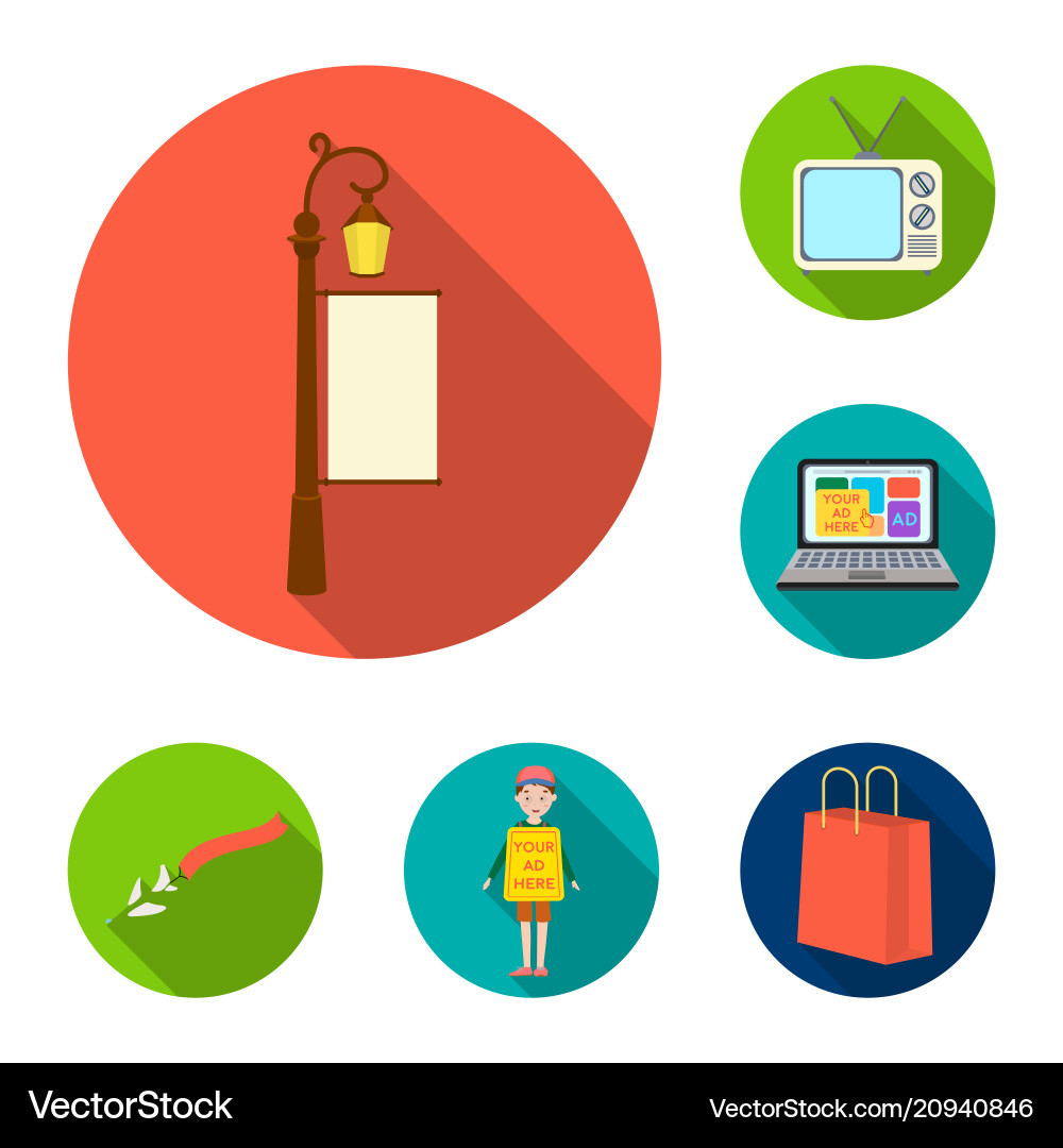 Production advertising flat icons in set Vector Image