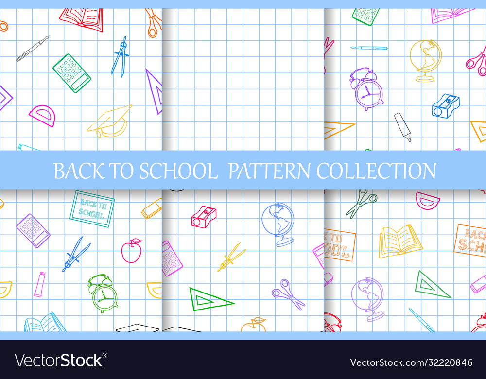 Seamless pattern with school supplies Royalty Free Vector