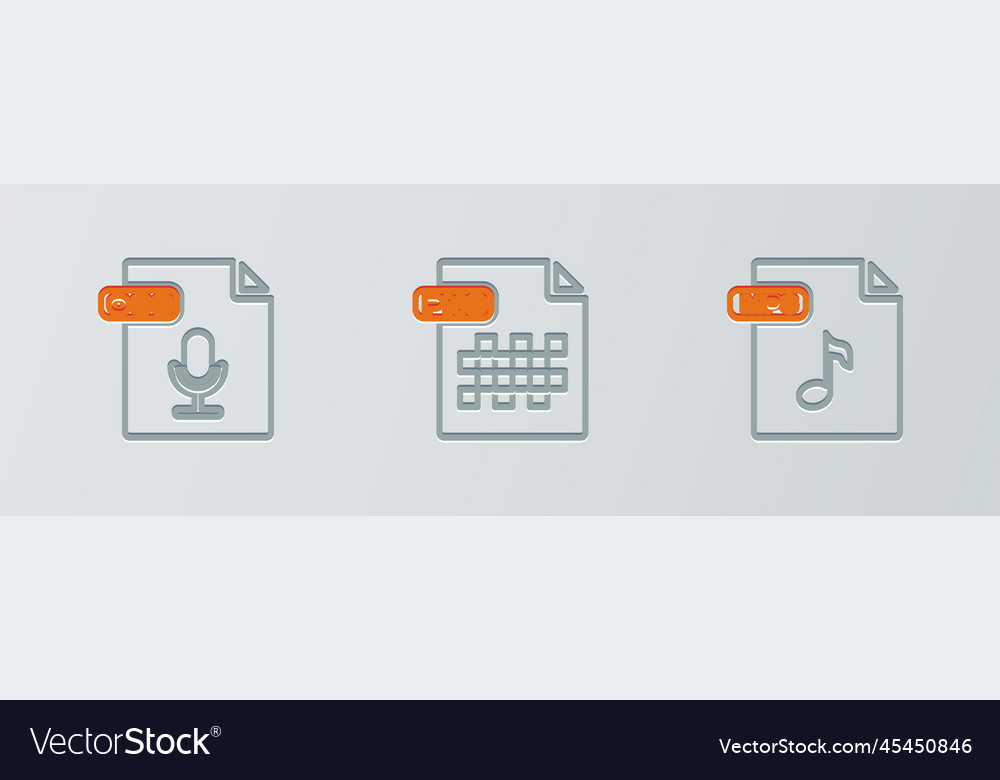 Set Line Mp3 File Document Ogg And Png Icon Vector Image