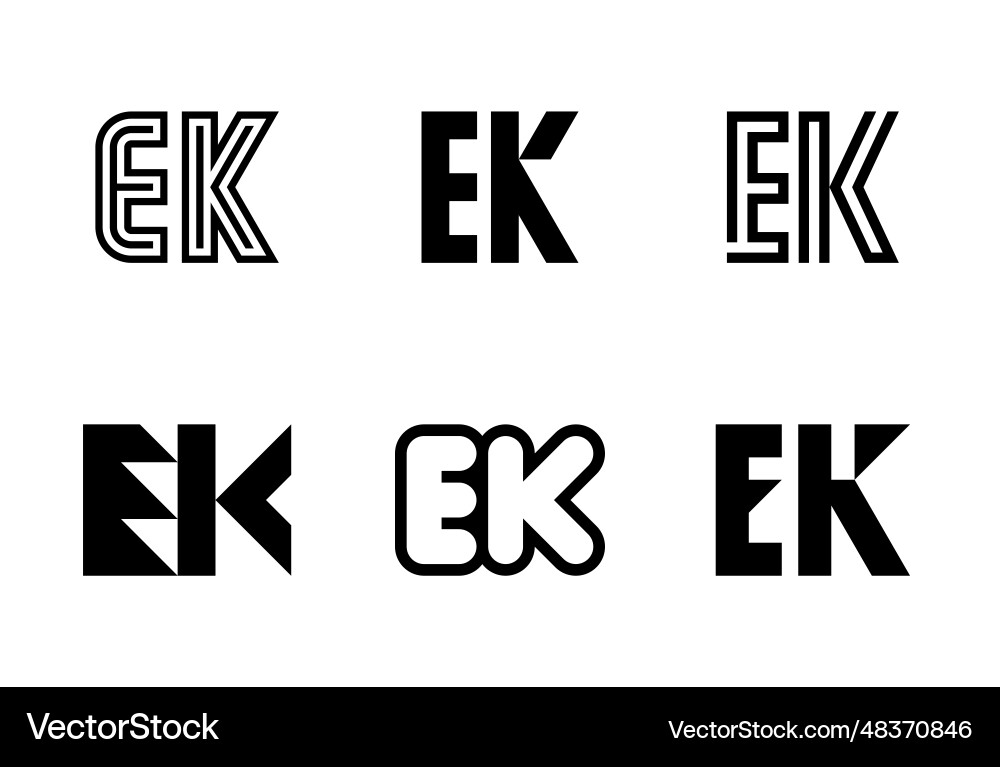 Set of letter ek logos Royalty Free Vector Image