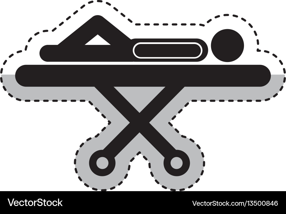 Sick person in stretcher silhouette Royalty Free Vector