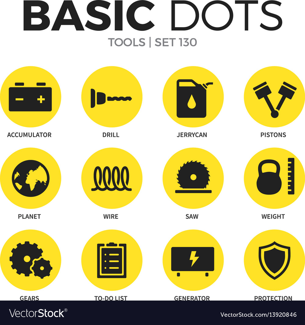 Tools flat icons set Royalty Free Vector Image