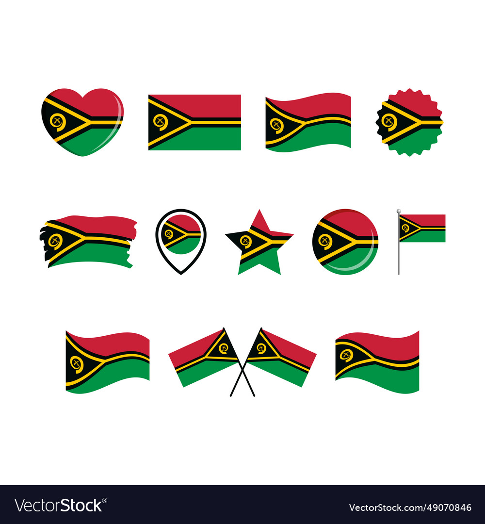 Vanuatu flag icon set on a white background Vector Image