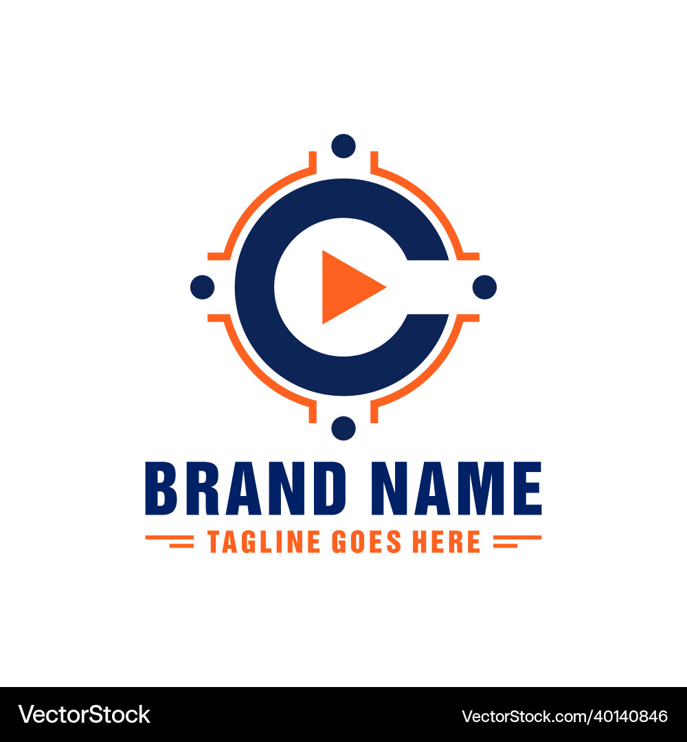 Video playback inspiration logo with letter c Vector Image