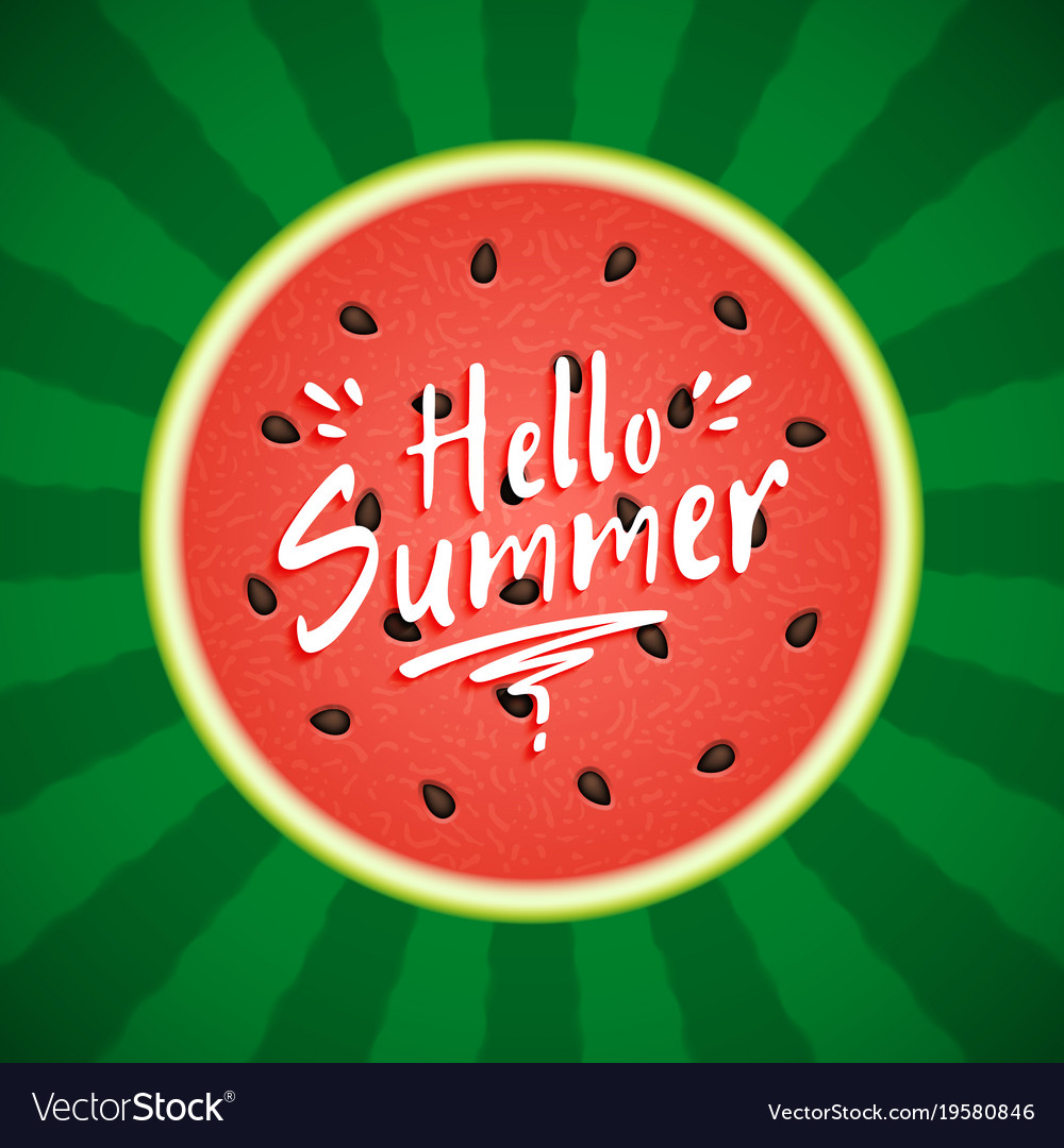 Watermelon with text hello summer Royalty Free Vector Image
