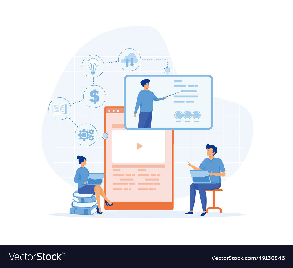 Webinar training online video tutorial Royalty Free Vector