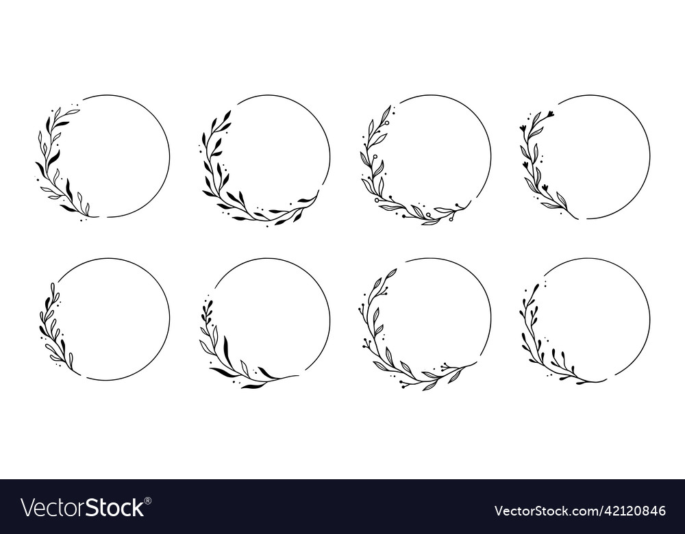 Wreath leaf circle border frame Royalty Free Vector Image
