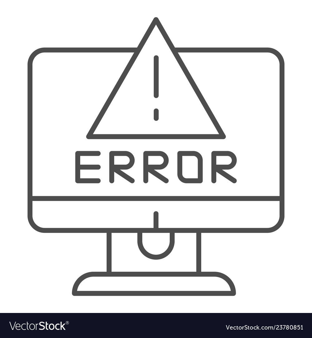 Alert on computer thin line icon computer error Vector Image