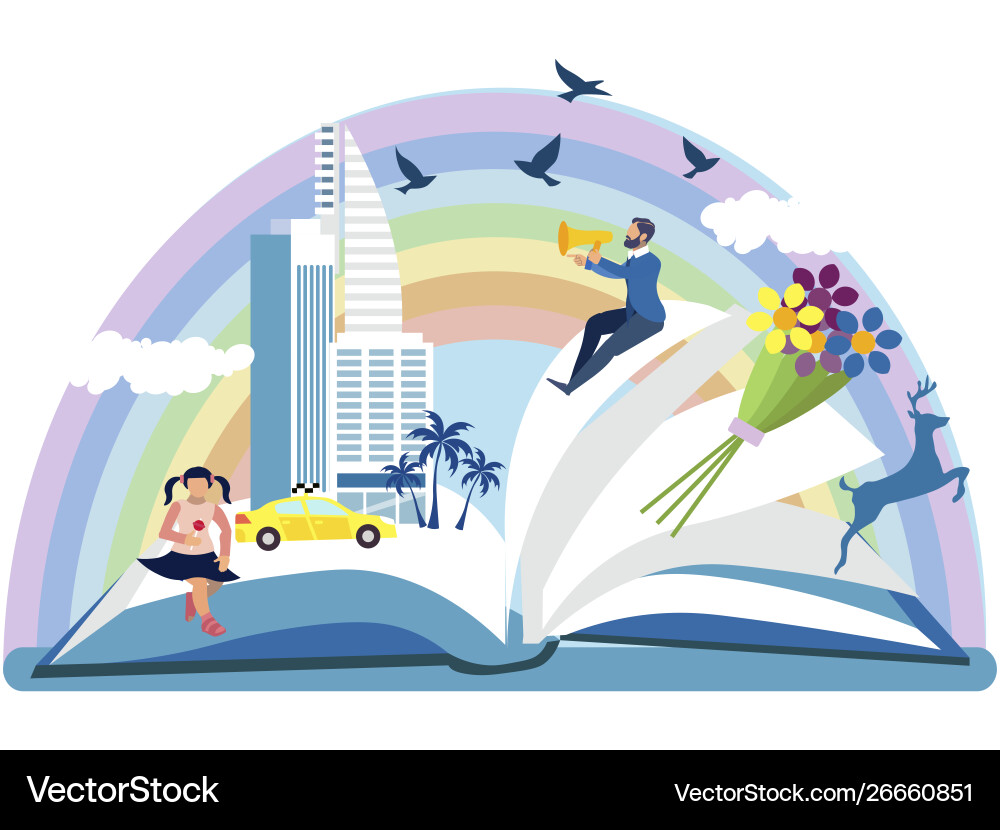 An open book from which story is visible in Vector Image