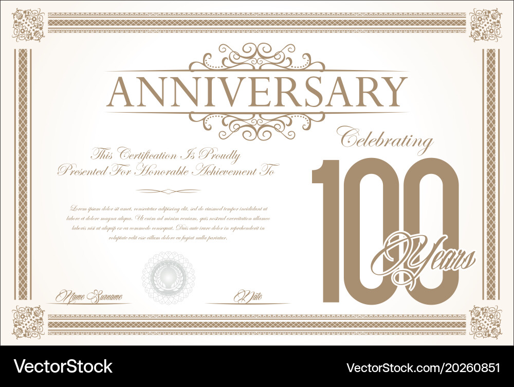 Anniversary retro vintage background 100 years Vector Image