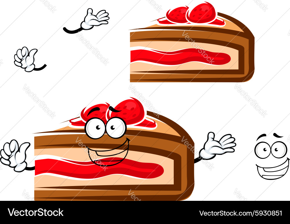 Cartoon berry pie slice with strawberry Royalty Free Vector