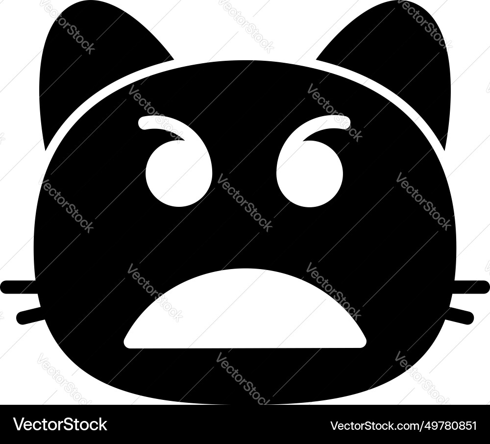 Cat angry face glyph icon pictogram symbol visual Vector Image