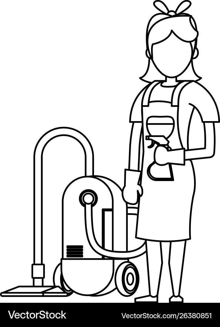 Cleaner worker with cleaning products Royalty Free Vector