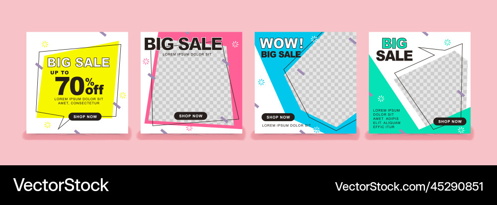 Cute colorful social media post Royalty Free Vector Image