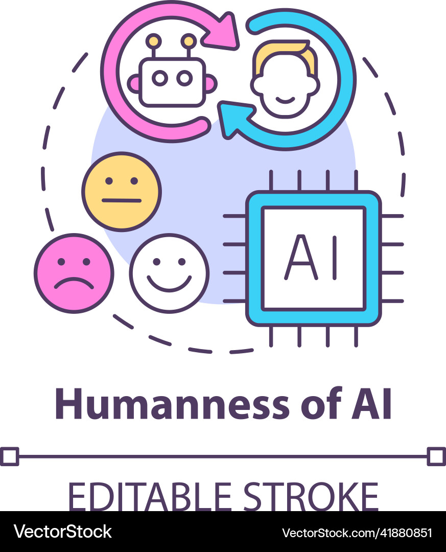 Humanness of ai concept icon Royalty Free Vector Image