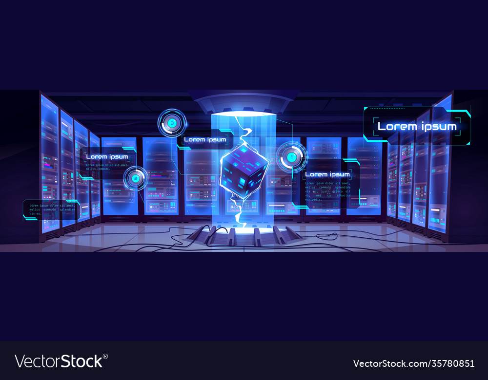 Infographic background with database center Vector Image