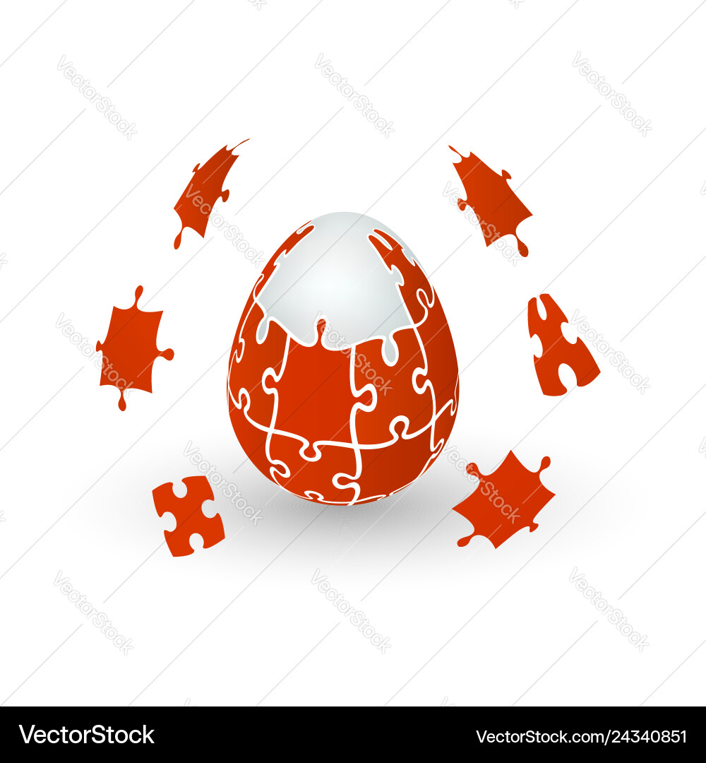 Isolated orange jigsaw egg easter Royalty Free Vector Image