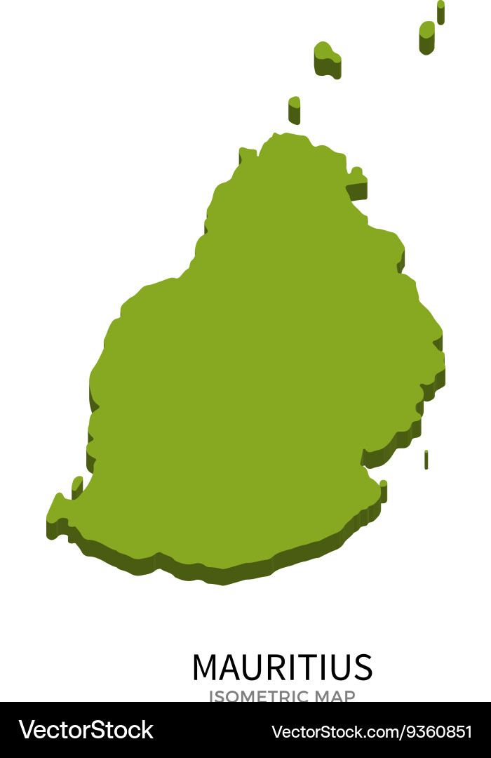Isometric map of mauritius detailed Royalty Free Vector