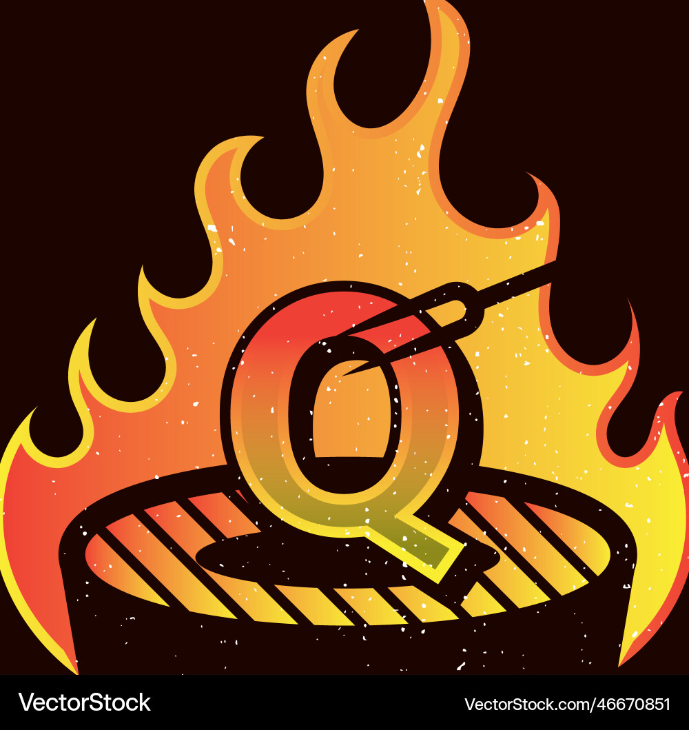 Letter q logo barbecue logo with bbq logotype Vector Image
