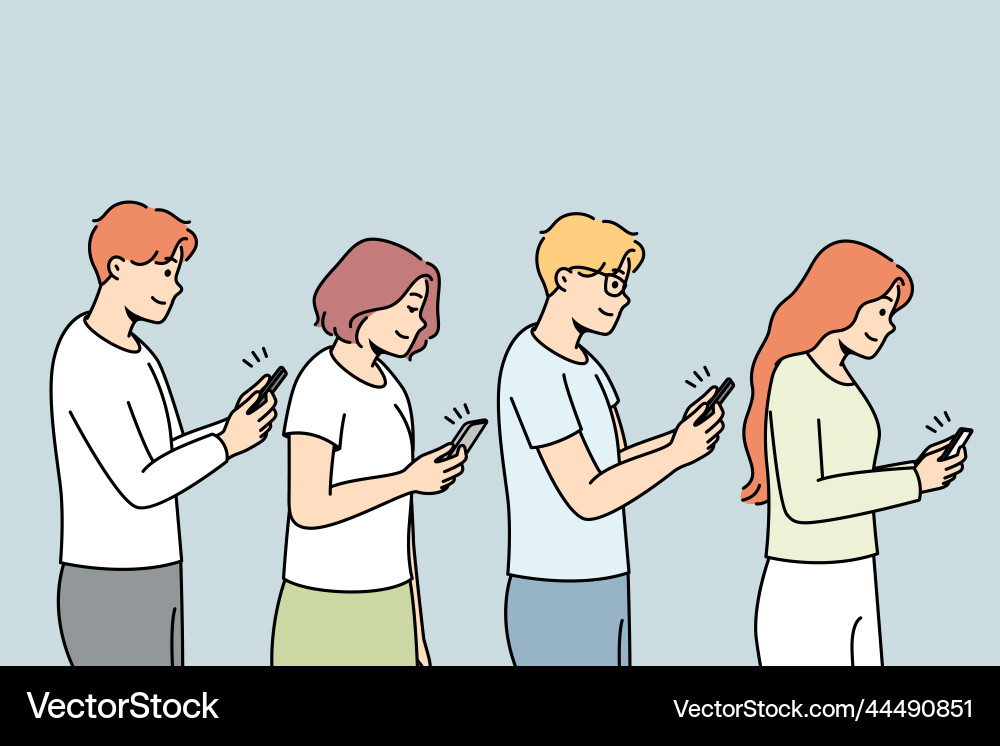 People addicted to cellphones Royalty Free Vector Image