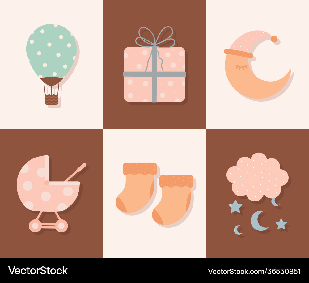 Six baby icons Royalty Free Vector Image - VectorStock