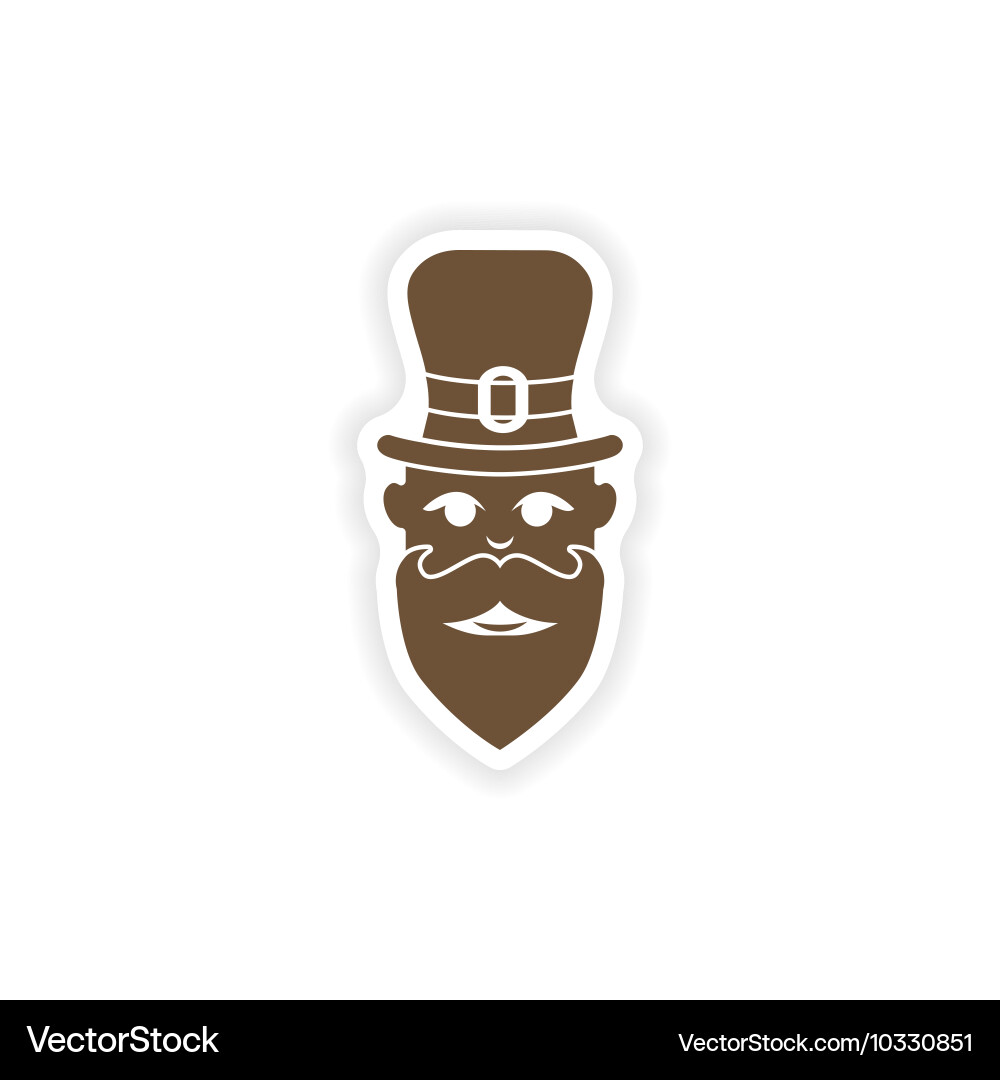 Stylish paper sticker on white background man hat Vector Image