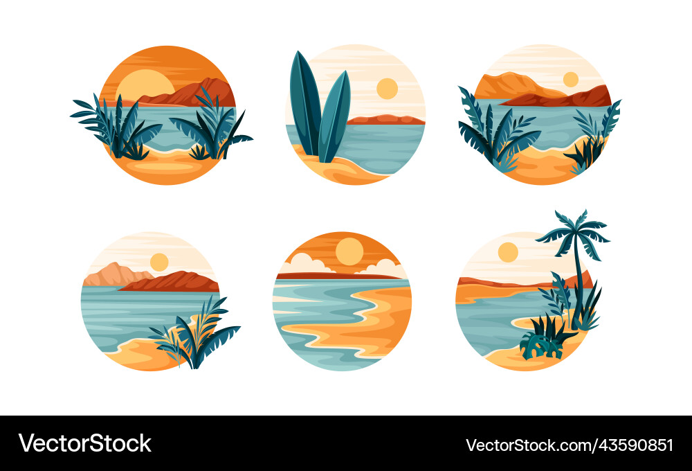 Tropical landscape with shining sun and sandy Vector Image