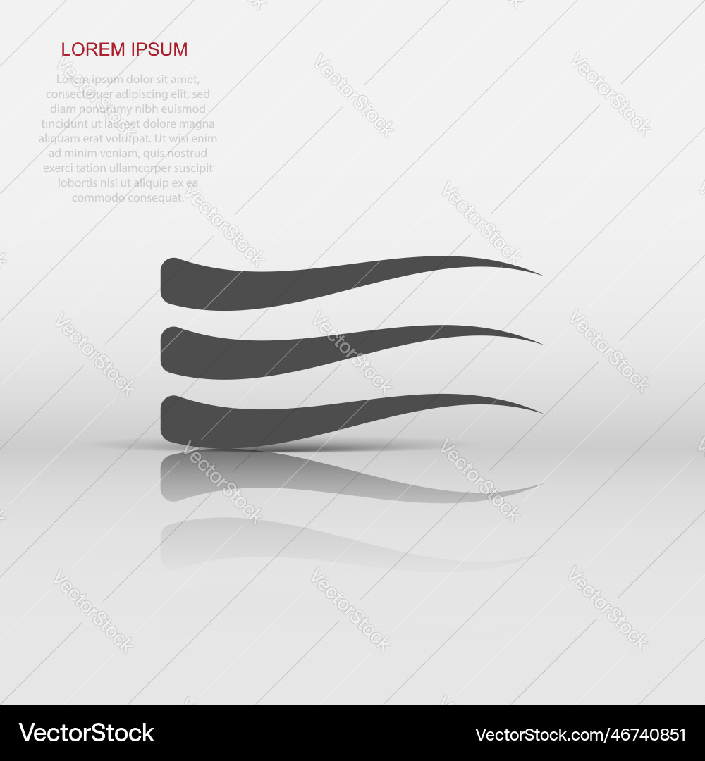 Wave icon in flat style flow sign pictogram Vector Image