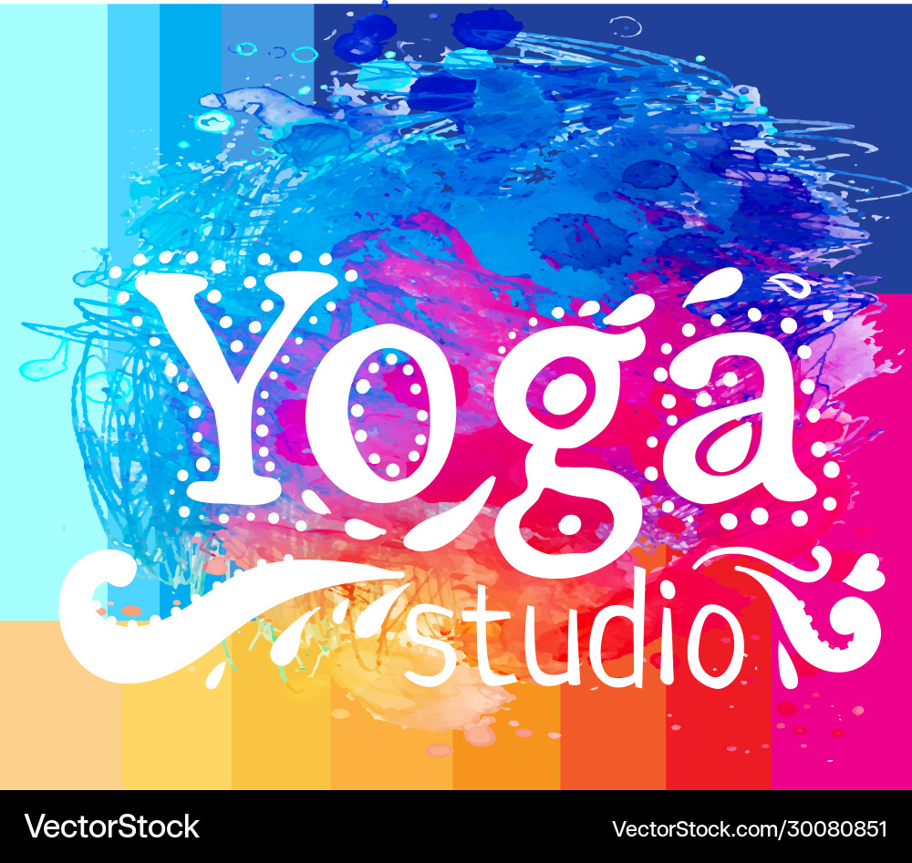 Yoga studio design template over colorful Vector Image