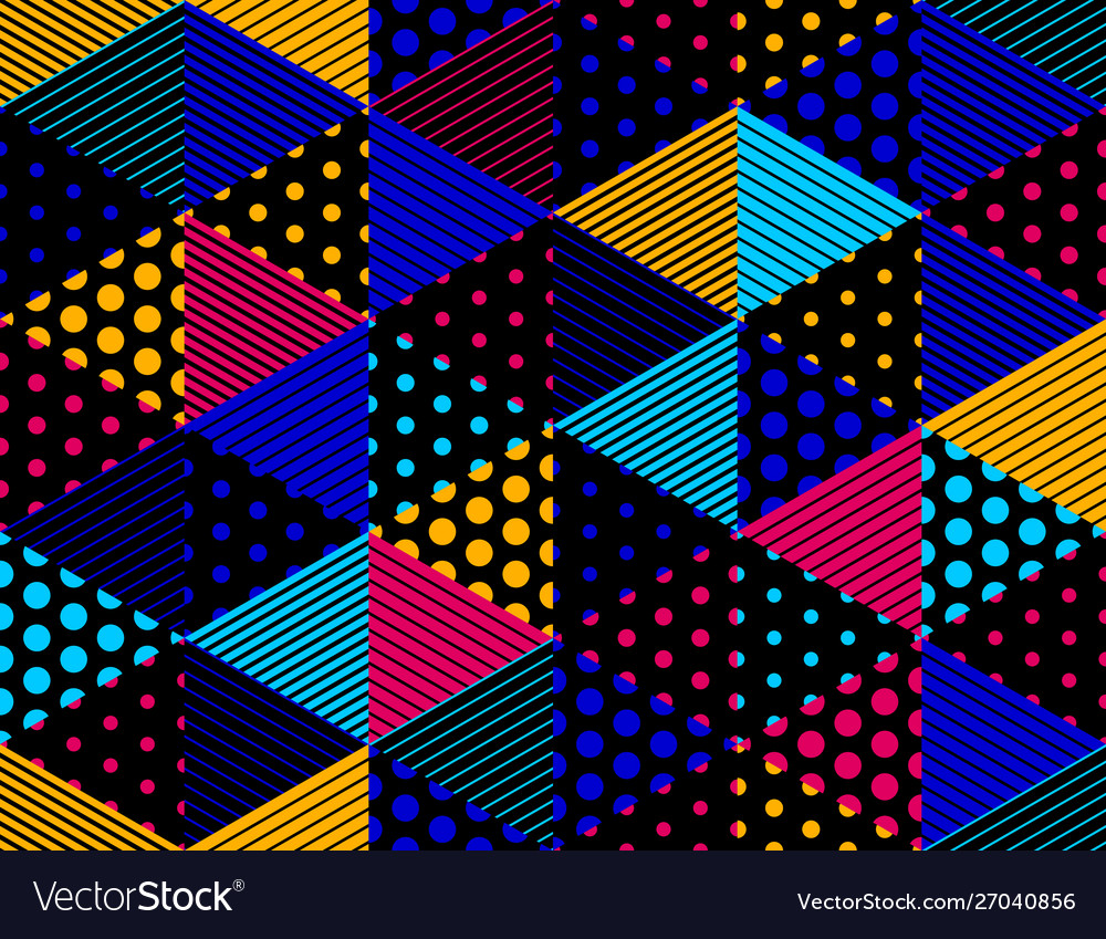 3d dotted cubes seamless pattern background dots Vector Image