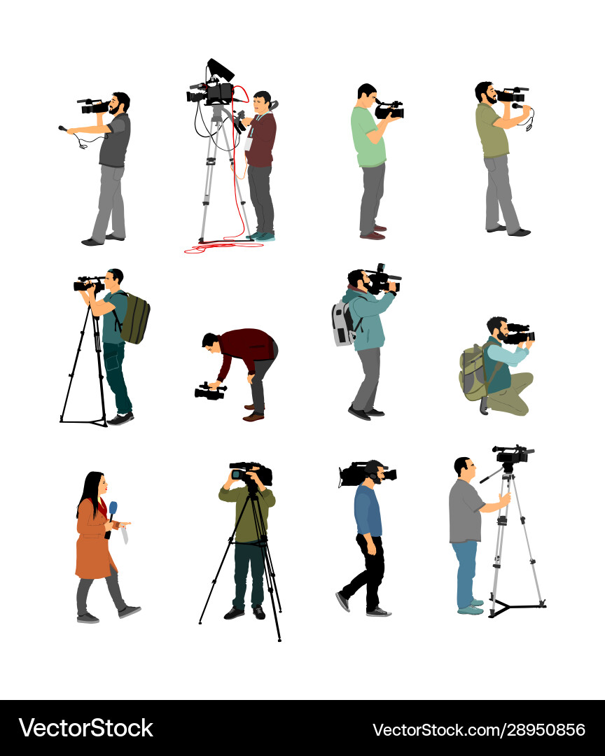 Cameraman crew follows event collection Royalty Free Vector
