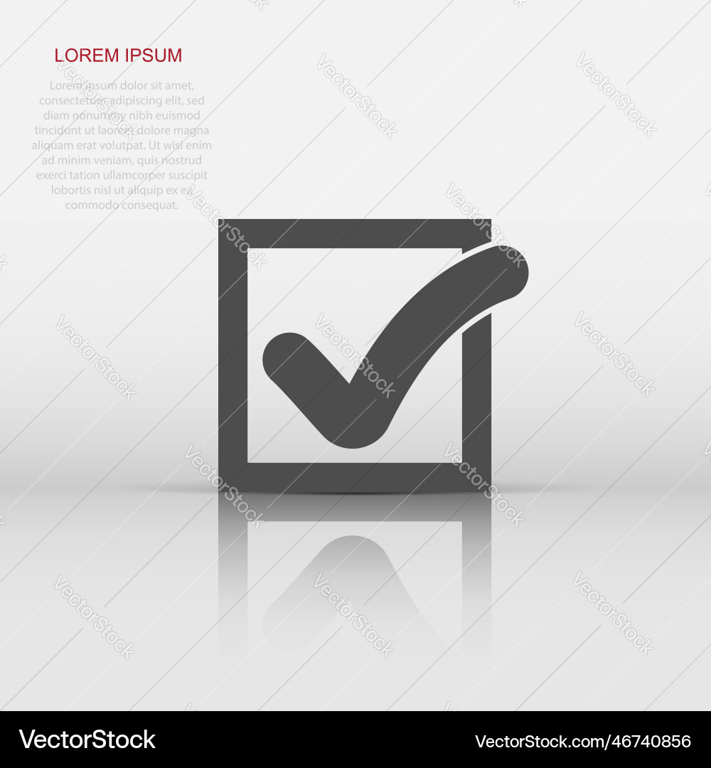 Check mark icon in flat style approved pictogram Vector Image