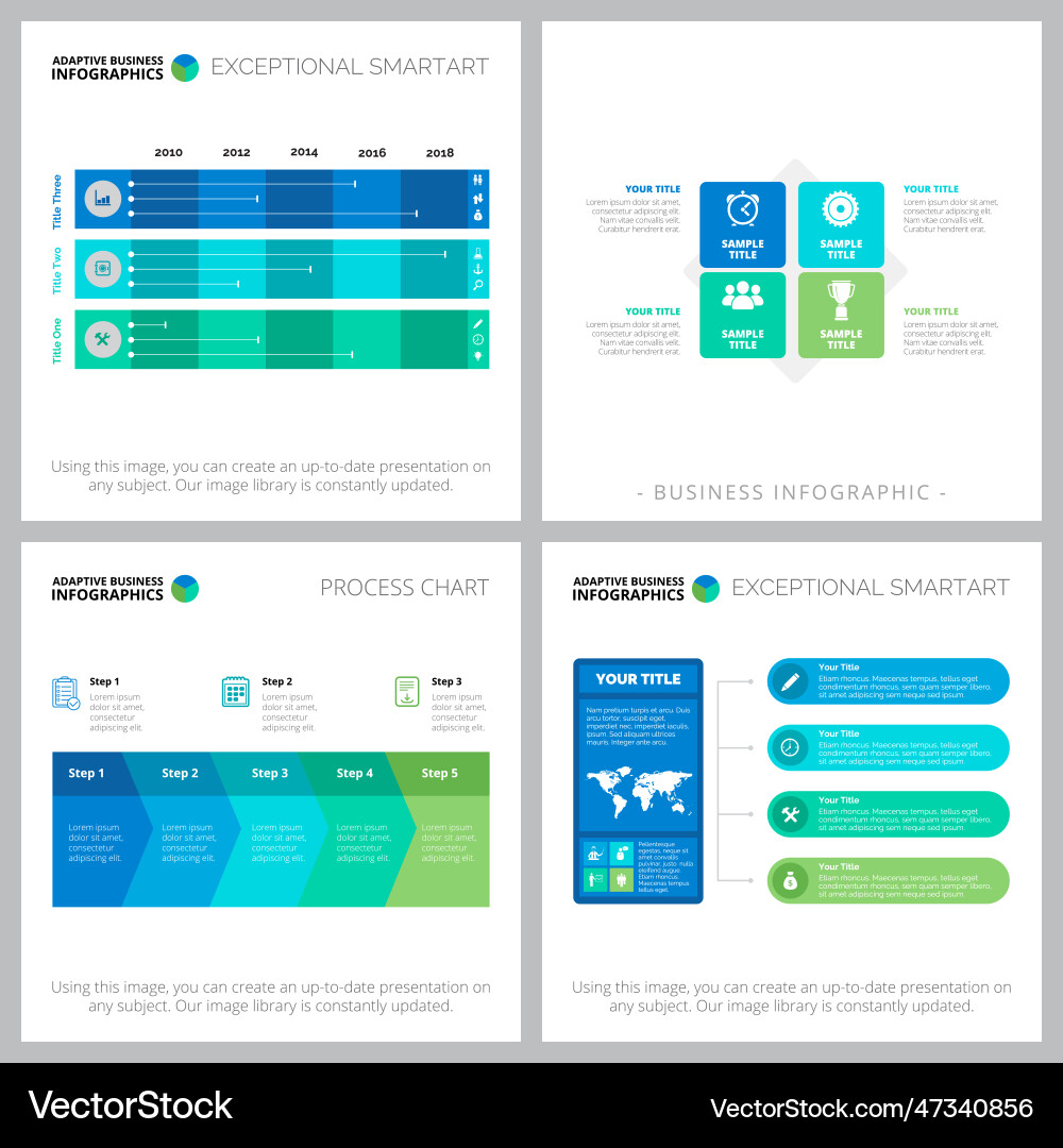 Collage of original infographic diagrams Vector Image