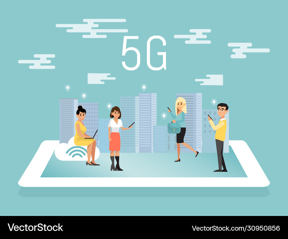 Fast speed 5g internet character people male Vector Image