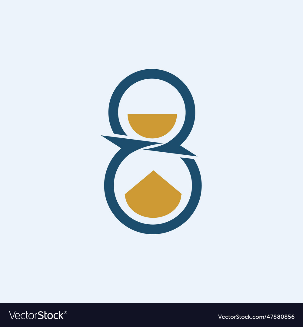Hourglass With Number 8 And Infinity Symbol Logo Vector Image