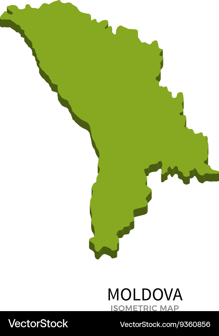 Isometric map of moldova detailed Royalty Free Vector Image