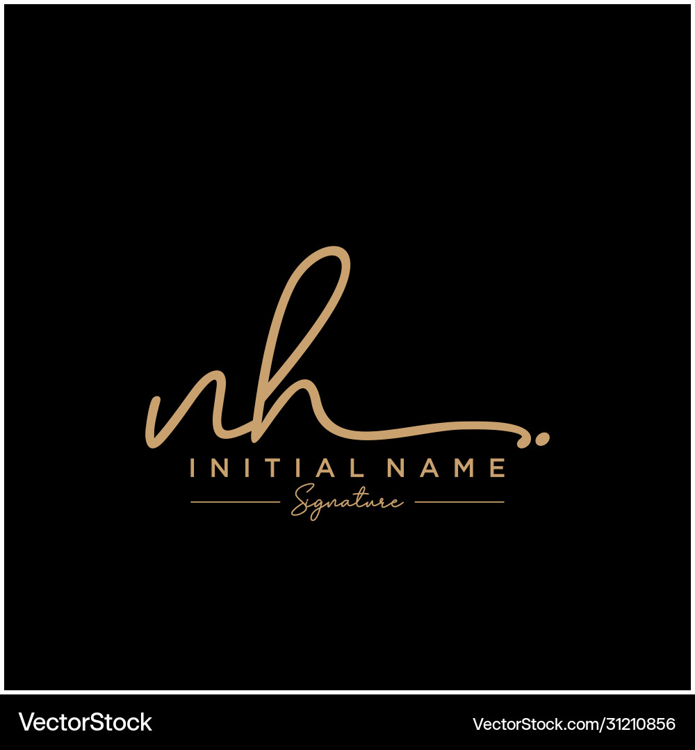 Letter nh signature logo template Royalty Free Vector Image