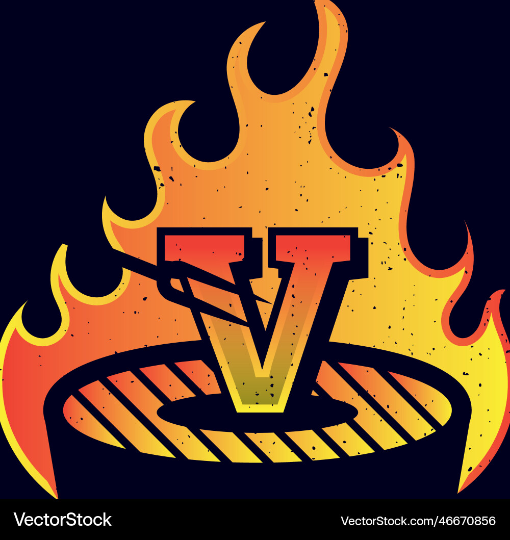 Letter v logo barbecue logo with bbq logotype Vector Image