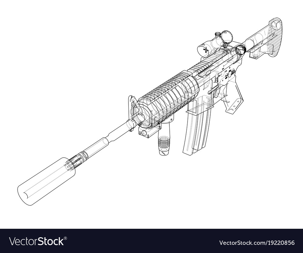 Machine gun rendering 3d Royalty Free Vector Image