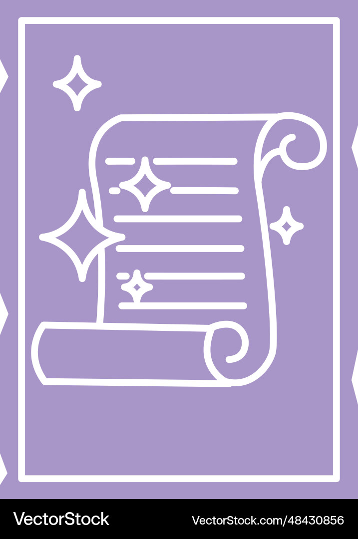 Outline of a magic scroll on tarot card Royalty Free Vector