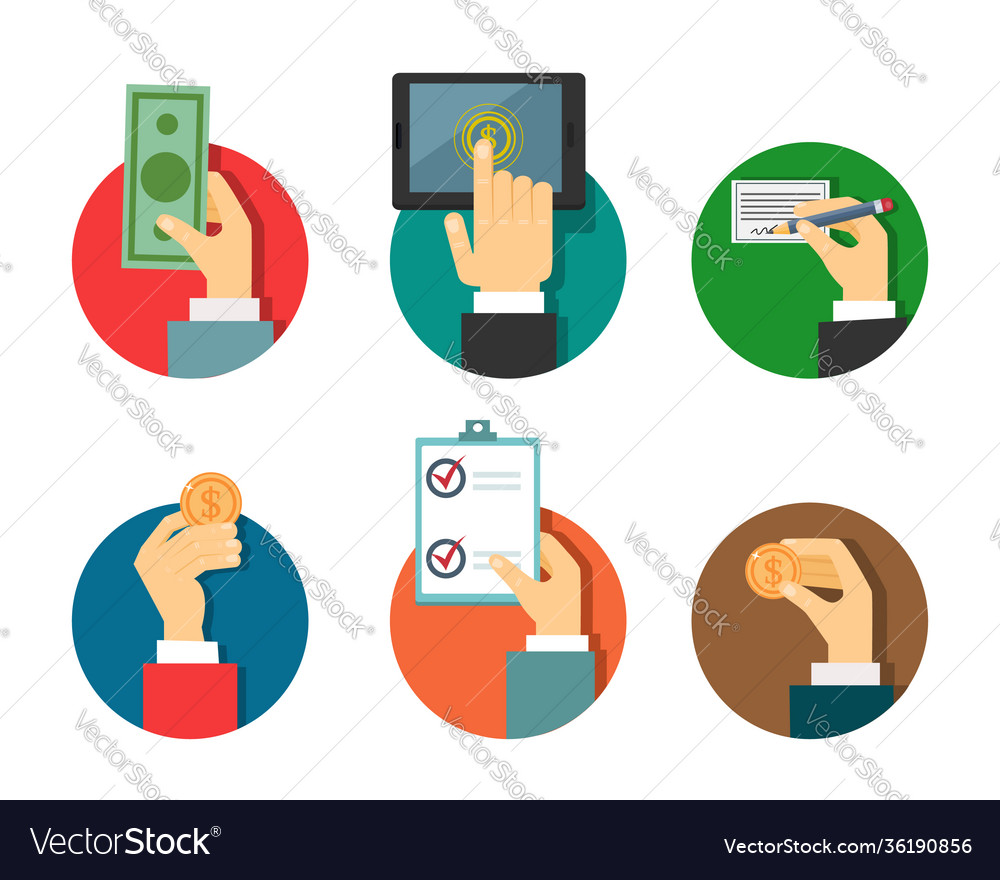 Payments with hands Royalty Free Vector Image - VectorStock