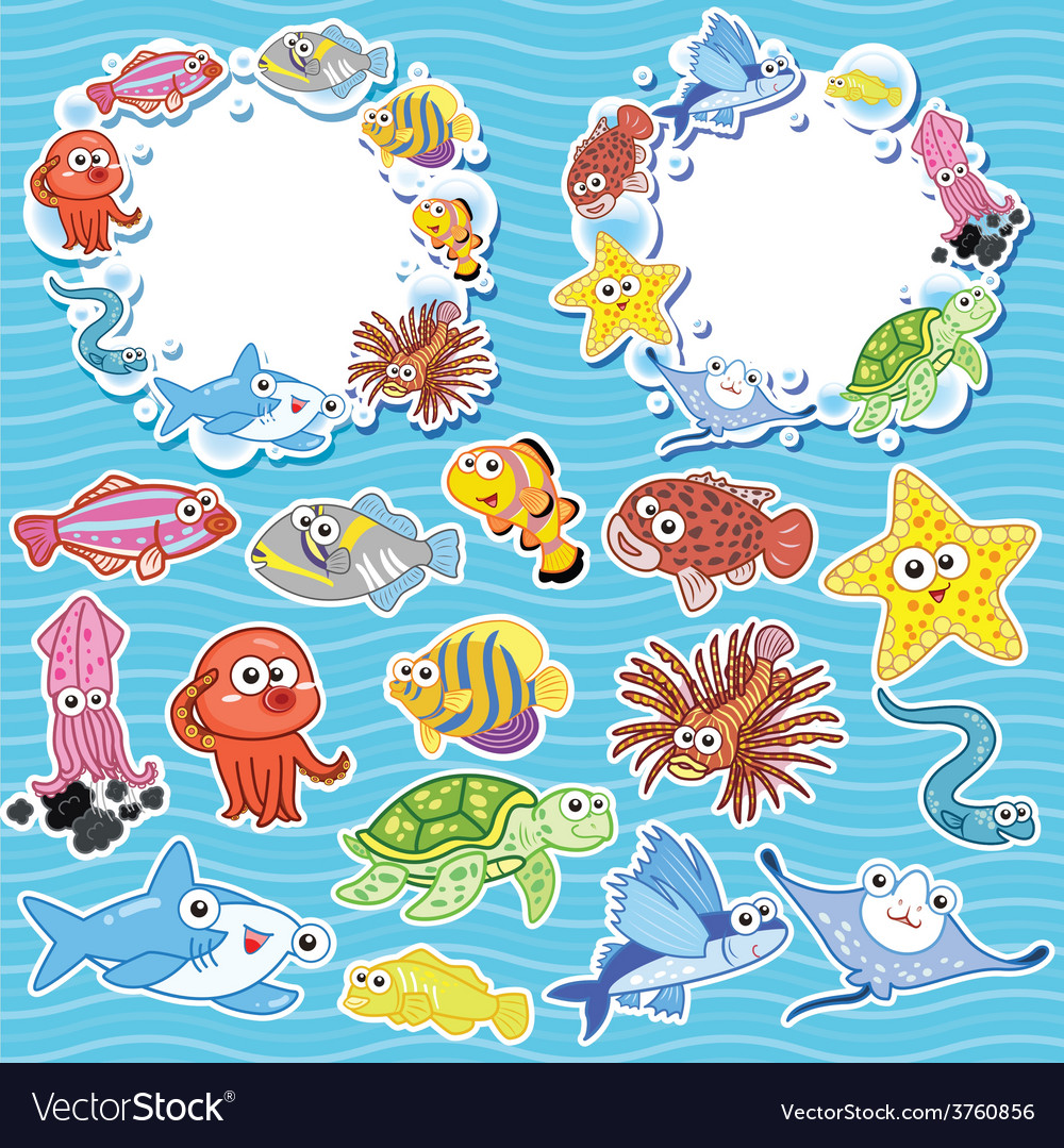 Sea creatures Royalty Free Vector Image - VectorStock