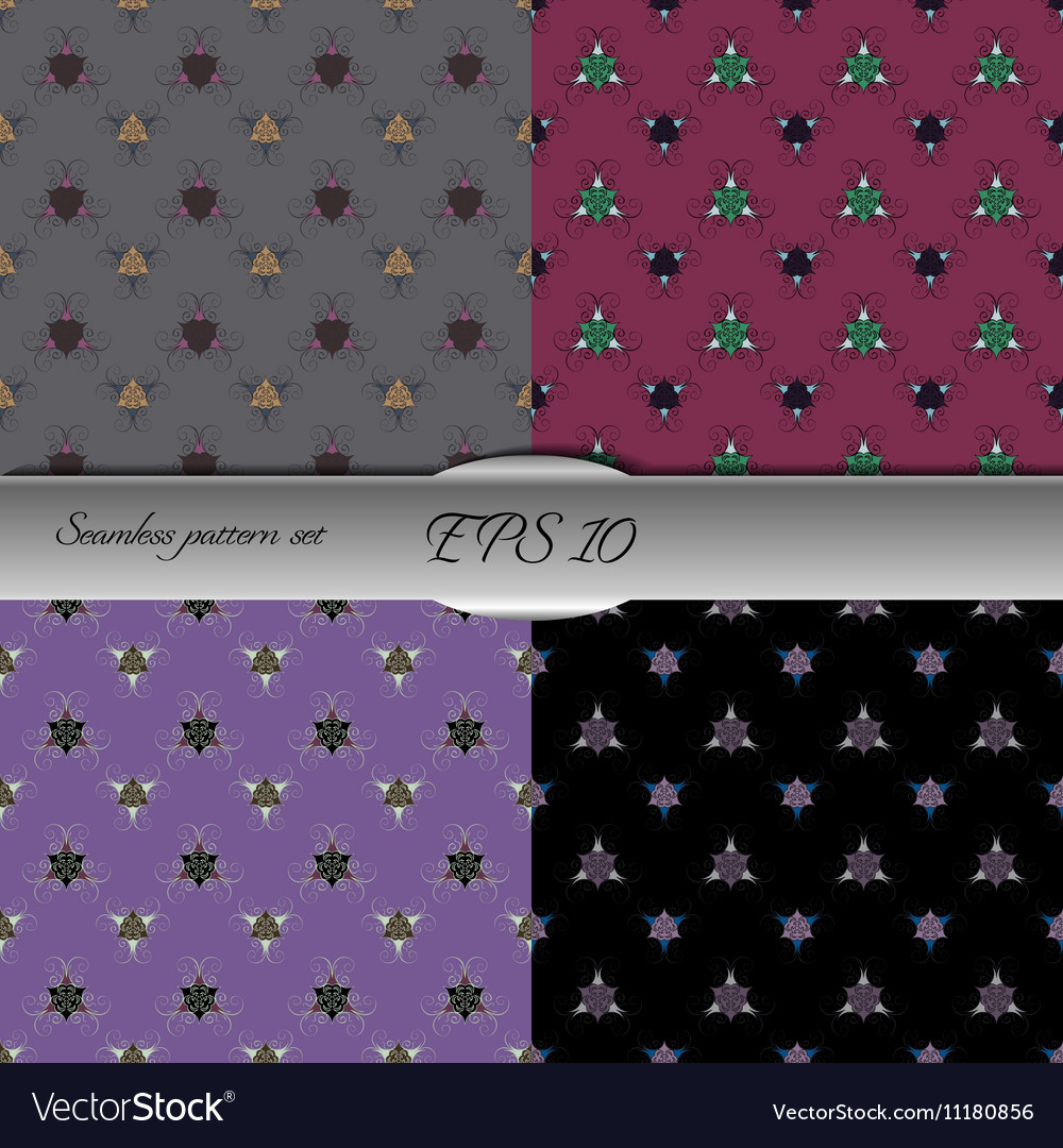 Set of elegant seamless patterns with floral Vector Image