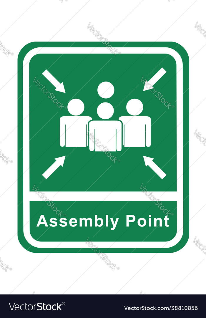 Simple green white sign assembly point rounded Vector Image